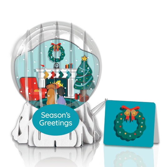 Fireplace Glow 3" Globe Greeting Card