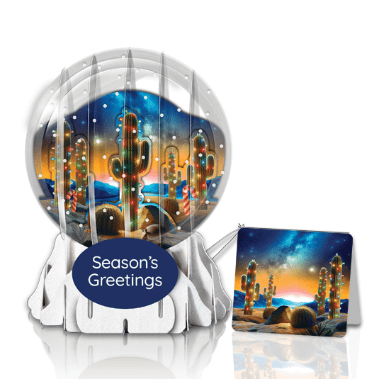 Holiday Cactus 3" Globe Greeting Card